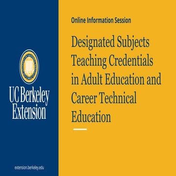 Designated Subjects Teaching Credentials in Adult Education and Career Technical Education | PPTX