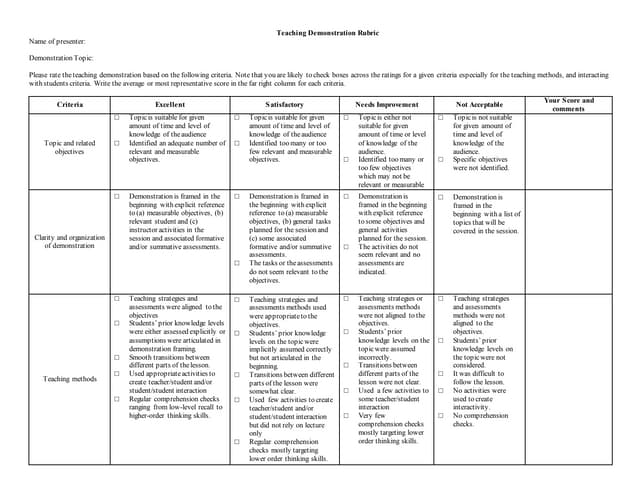 Teaching demonstration evaluation form | DOCX