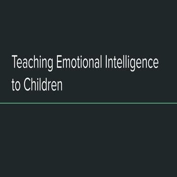 Teaching Emotional Intelligence to Children | PDF