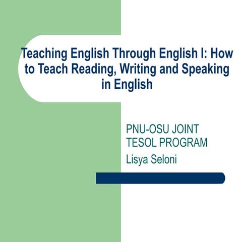 Teaching English Through English I Class # 1 | PPT