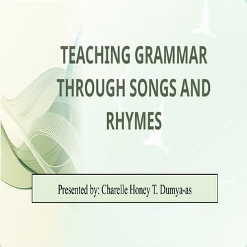 Topic about Teaching Grammar through Song | PPT