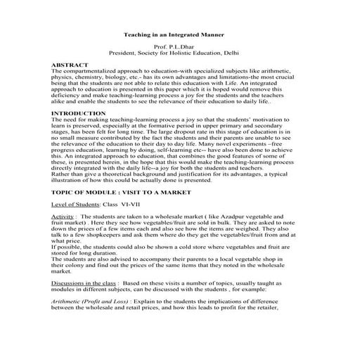 Teaching in an integrated manner | PDF