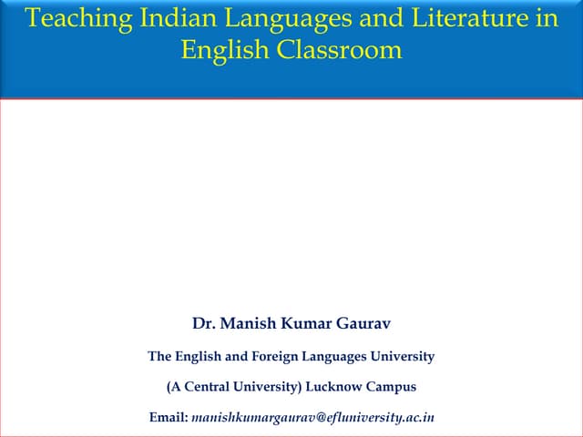 Tales of Two States: A Comparative Study of Language and Literature in ...