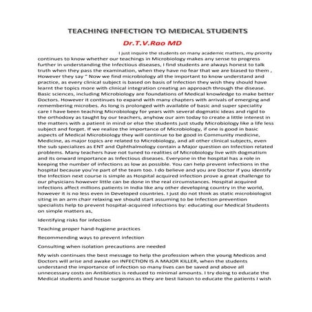 TEACHING INFECTION TO MEDICAL STUDENTS | PDF