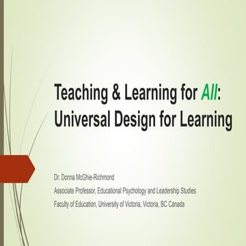 Teaching & learning for all universal design for learning | PPT