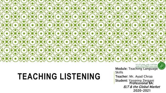 A LESSON PLAN ON LISTENING SKILLS | DOC