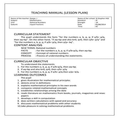Teaching manual | DOCX | Education