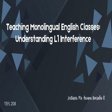 Teaching Monolingual English Classes Und | PDF