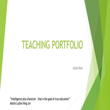 Teaching portfolio - Aisha Khan | PPT