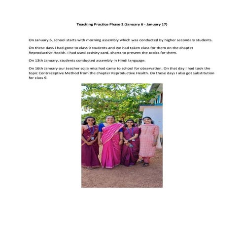 Teaching Practice phase 2 EVHSS Elammannoor | PDF