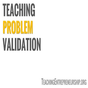 Teaching Problem Validation Workshop | PDF