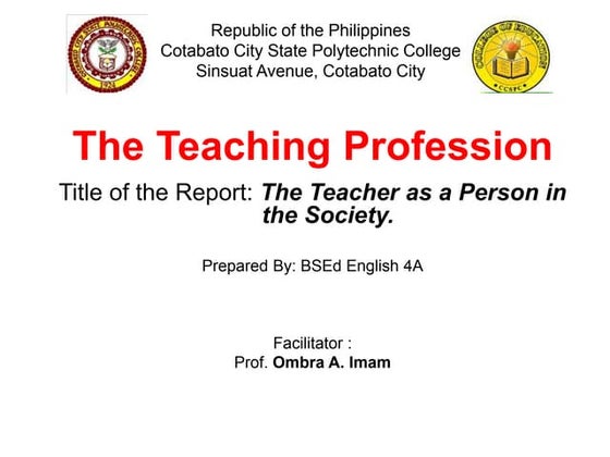 THE TEACHER AND THE COMMUNITY LECTURE #1.pptx | Professional School | Postgraduate Education