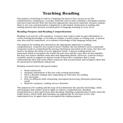 Teaching reading | DOC