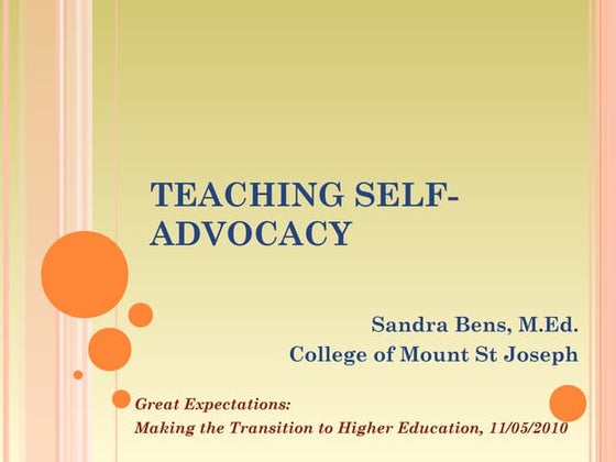Self-Advocacy Skills 11-15-14 | PPTX | Parenting Teens | Parenting