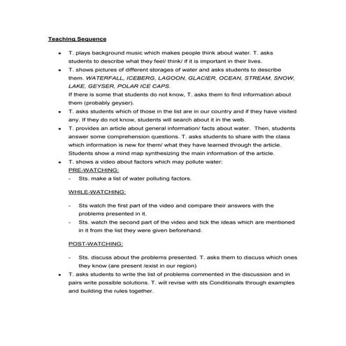 Teaching sequence | DOCX | Educational Assessment | Education