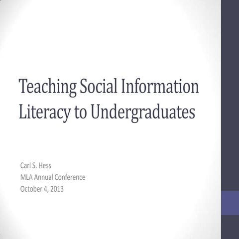 Teaching social information literacy to undergraduates | PPTX | Social ...