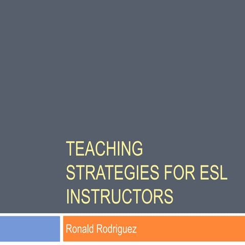 Teaching Strategies for ESL Instructors | PPT