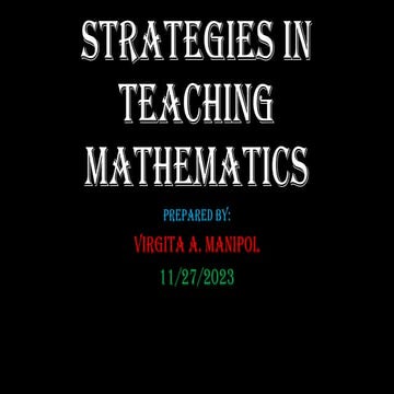 Ppt Teaching Strategies In Mathematics Pptx