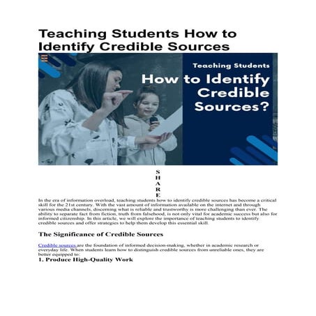 15 Strategies For Identifying Credible Sources For Students | Future ...