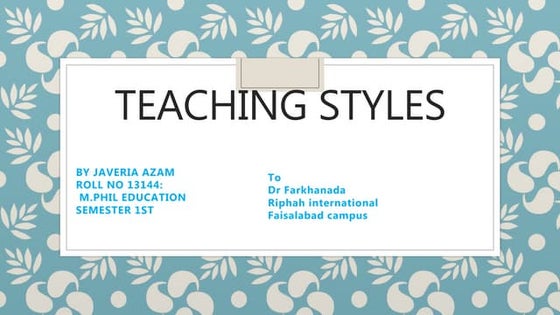 Teaching Skills "Set induction & presentation & lesson plan" | PPTX