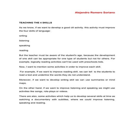 Teaching the 4 skills | PDF