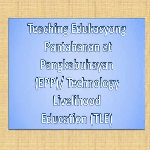 Teaching Epp And Tle Pdf