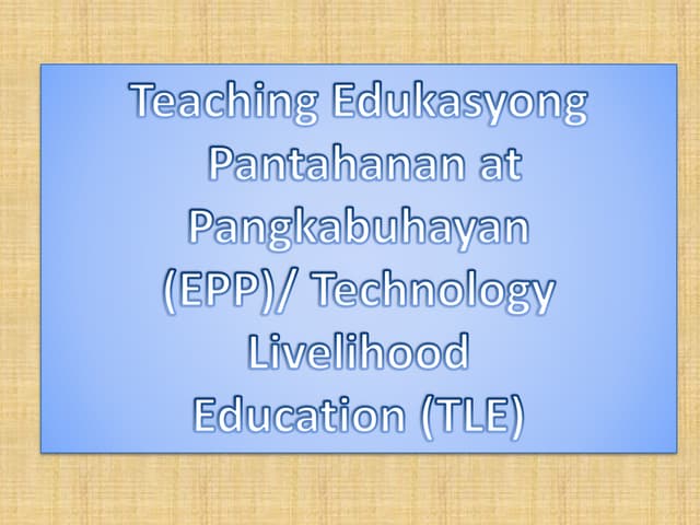 Teaching Epp And Tle Pdf