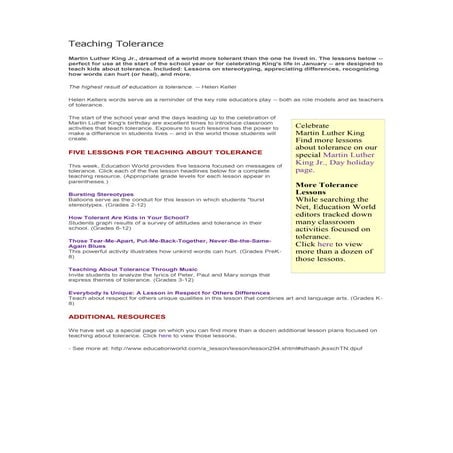 Teaching tolerance | PDF