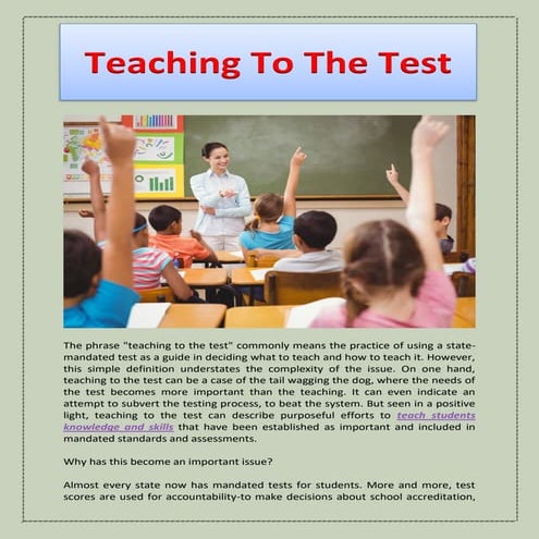 Teaching To The Test | PDF | Standardized Testing | Educational Assessment