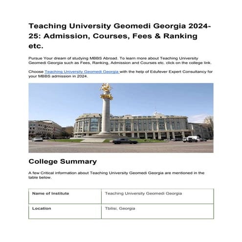 Teaching University Geomedi Georgia 2024-25_ Admission, Courses, Fees ...