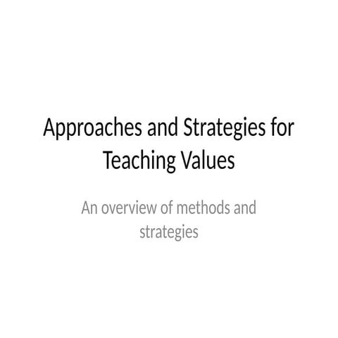 approaches and strategies for teaching values | PPT