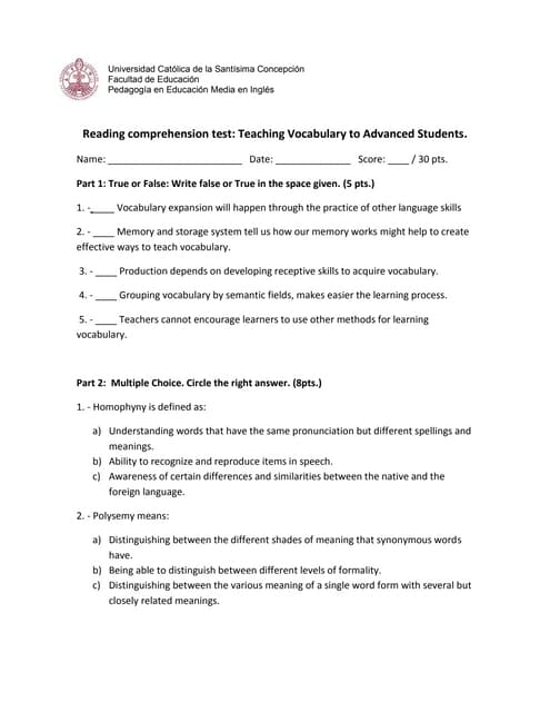 Teaching vocabulary answer key | DOCX | Education