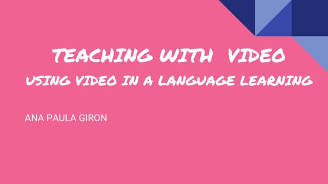 50 ways to use video in the english language classroom