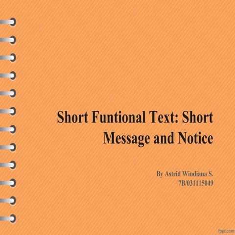 Teaching Writing: Short Functional Text (Short Message and Notice) | PPT