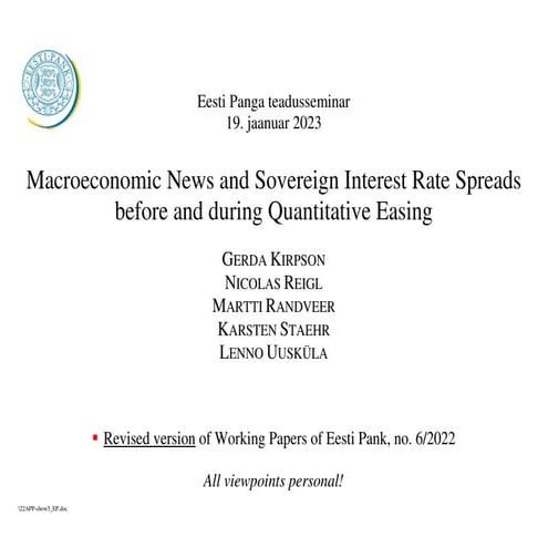 Karsten Staehr. Macroeconomic News and Sovereign Interest Rate Spreads ...