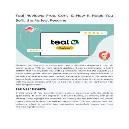 Teal Reviews: Pros, Cons & How It Helps You Build the Perfect Resume | PDF