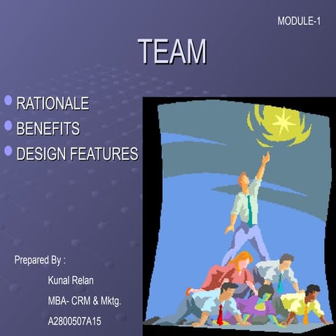 TEAM, benefits of a team in an organisation, its rationality and team ...