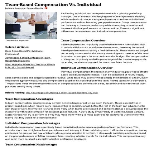 Team based compensation vs. individual | PDF