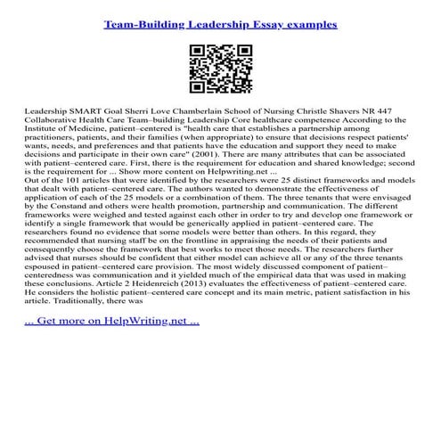 Team-Building Leadership Essay Examples | PDF