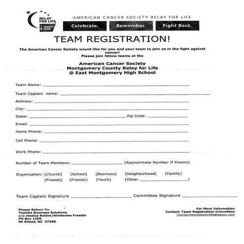 Team Registration Form | PDF