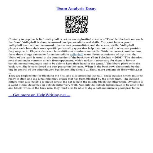 Team Analysis Essay | PDF