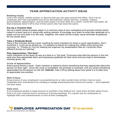 Team Appreciation Activities .docx