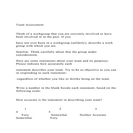 Team Assessment | PPT