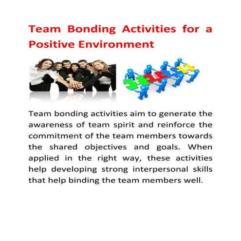 Team bonding activities for a positive environment | PDF