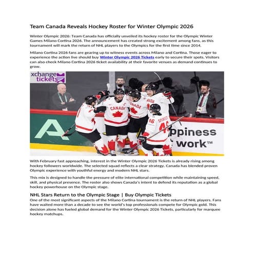 Team Canada Reveals Hockey Roster for Winter Olympic 2026.docx