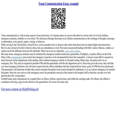 Communication Essay Sample | PDF