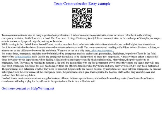 Communication Essay Example | PDF | First Aid | Injuries