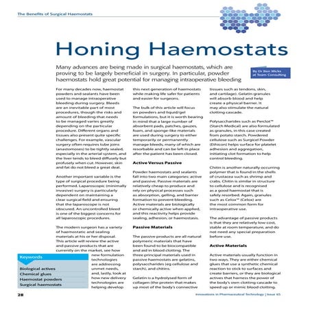 Use Of Tissue Sealants And Hemostatic Agents | PPT
