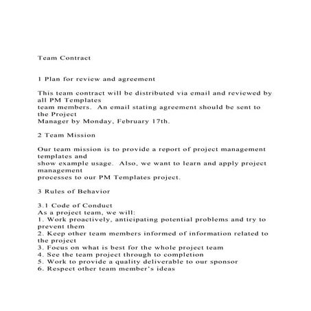 Team Contract 1 Plan for review and agreement This t.docx | Resume ...