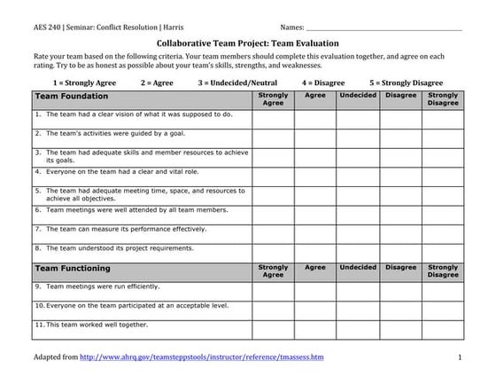 Group Evaluation Sheet | PDF